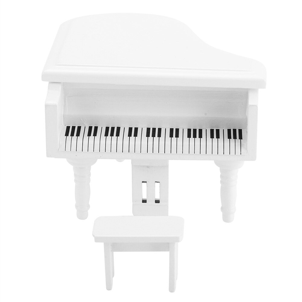 Миниатюрный деревянный рояль со стулом для кукольного домика 1:12, белый, имитация музыкального инструмента