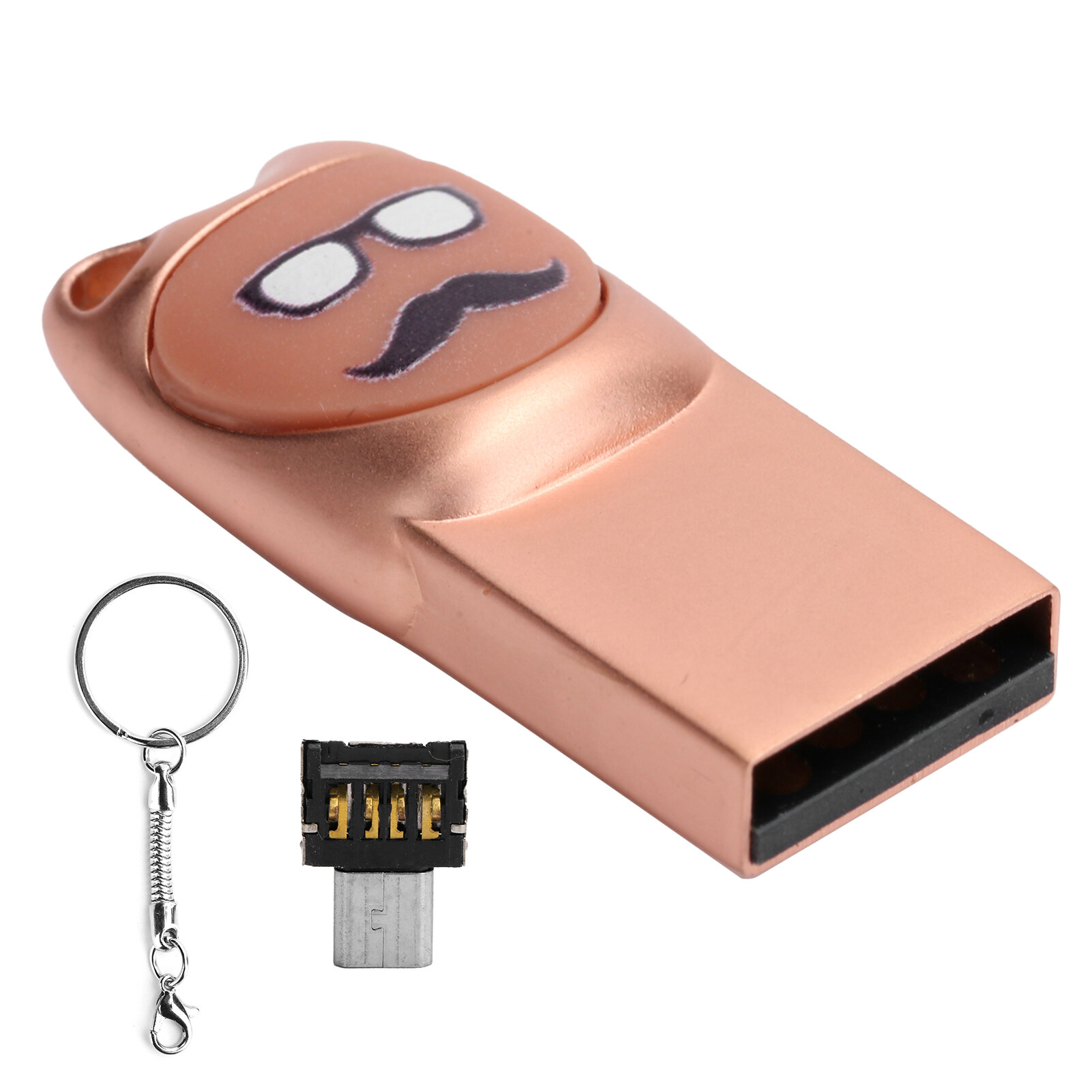 Флешка usb 64 гб с рисунком усов, розовое золото, карта памяти для хранения данных