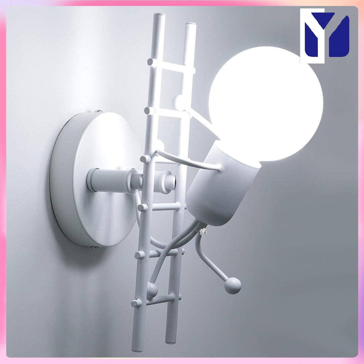 Эксклюзивный настенный светильник в стиле современного скандинавского минимализма с изображением роскошного мультяшного злодея и лестницей