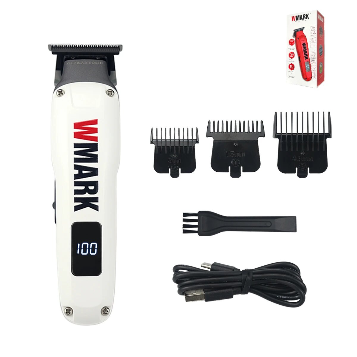 Профессиональный триммер WMARK 100, белый, 4 насадки