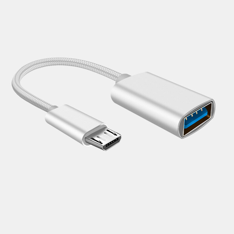 Адаптер OTG для Android серебристый цвет 2-в-1 USB-кабель для мобильных устройств надежное подключение