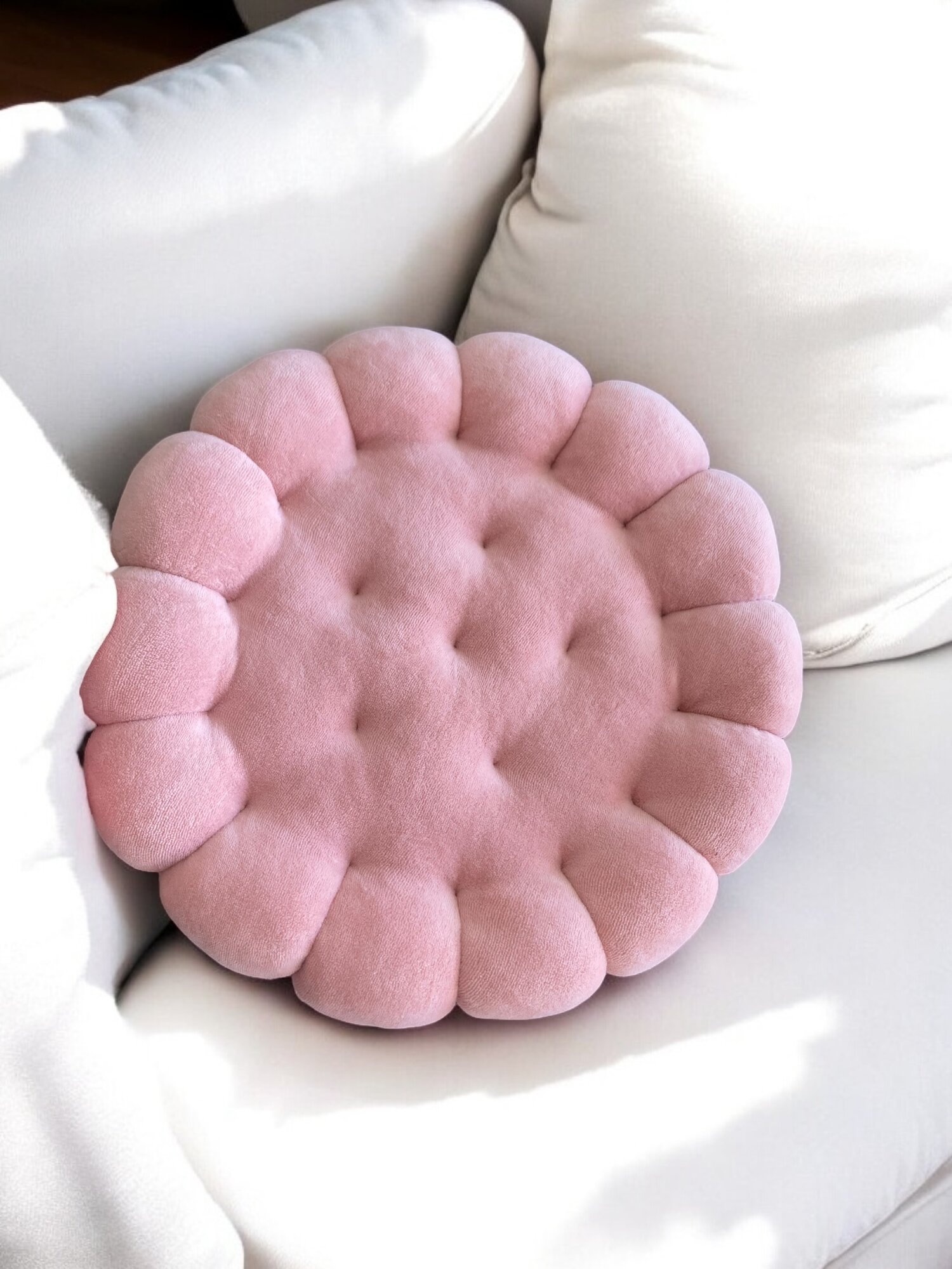 Подушка декоративня Печенье Baby.Eco.Decor / Крекер Печенька круглая персик