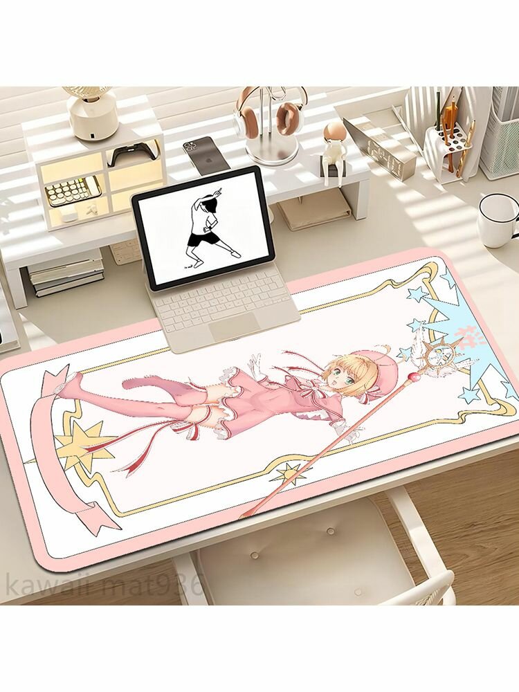 Card Captor Компьютерная клавиатура и коврик для мыши, мультяшная волшебная карточка Sakura game, размер 40x90xxl