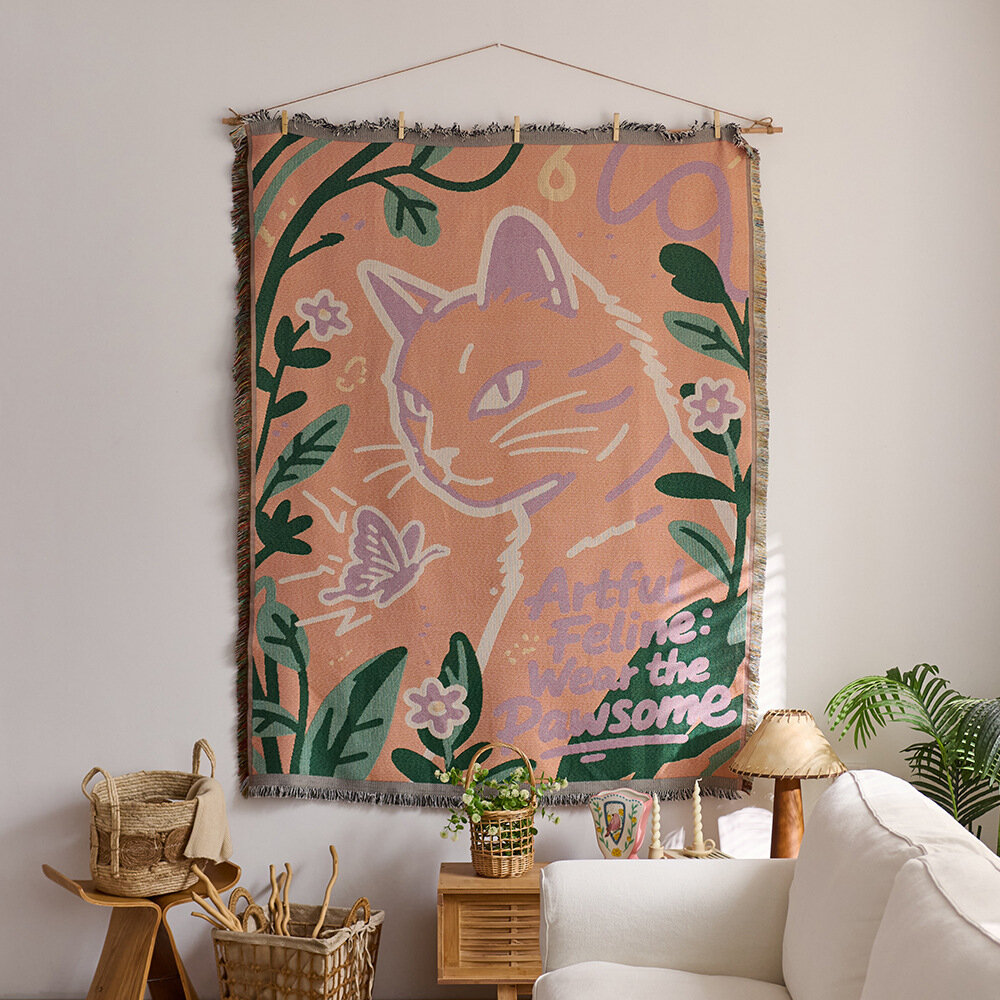 Винтажная ткань с изображением звезд, луны и облаков, стиль искусства, тканевая подвесная картина, декор для стен, фоновая ткань, хлопковая пряжа, таселевая гобелен