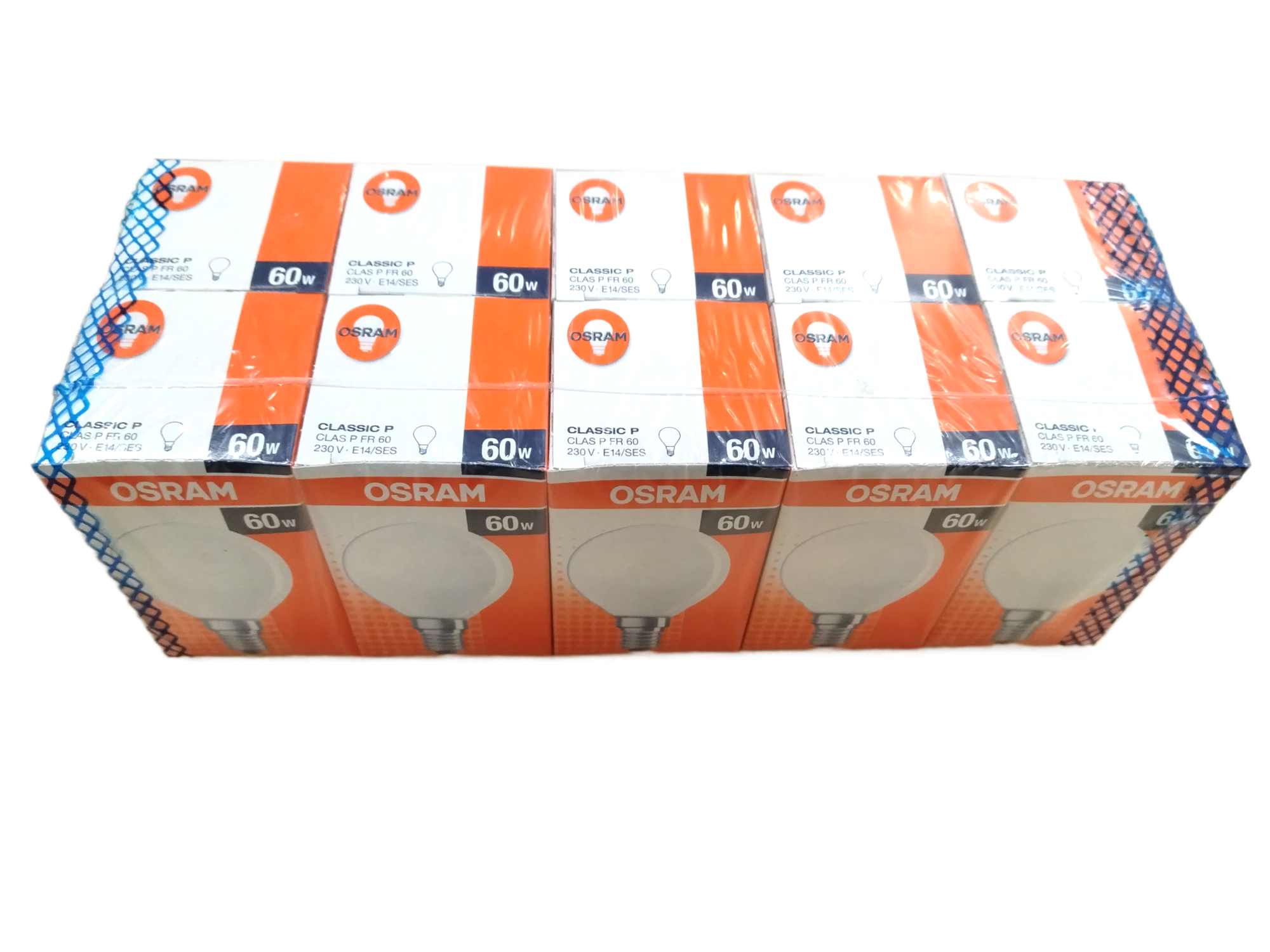 Лампа накаливания Osram Classic P FR 60Вт 230V Е14, шарик матовый, d=45 l=80, 10 штук, колба G45, 4008321411501
