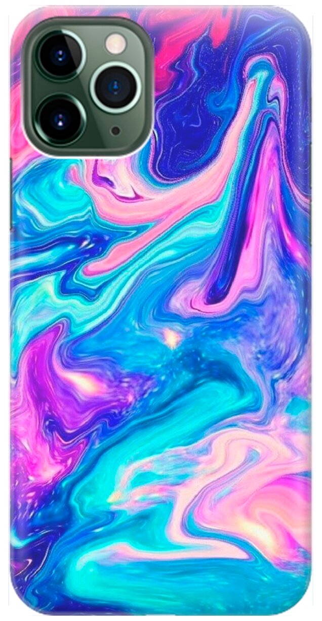 Силиконовый чехол на Apple iPhone 11 Pro Max / Эпл Айфон 11 Про Макс с рисунком "Сине-розовые краски"