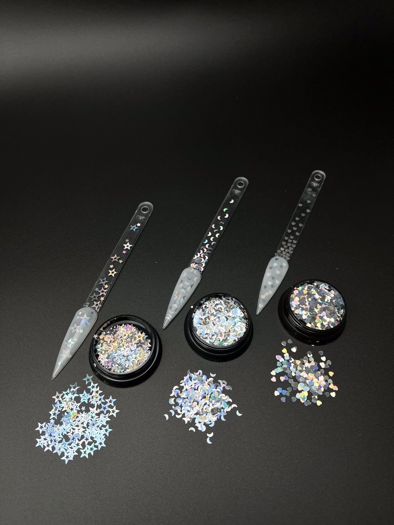 Набор для дизайна ногтей ANDI, голографический, серебристый, 3 шт