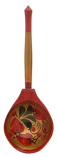 Ложка деревянная столовая с росписью Хохлома золотая 19 см 4 штуки
