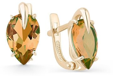 Серьги золото, 585 проба, султанит