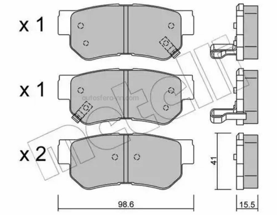 METELLI 2203650 колодки дисковые задние!\ Hyundai Trajet 2.0i/2.7i/2.0CRDi 00>