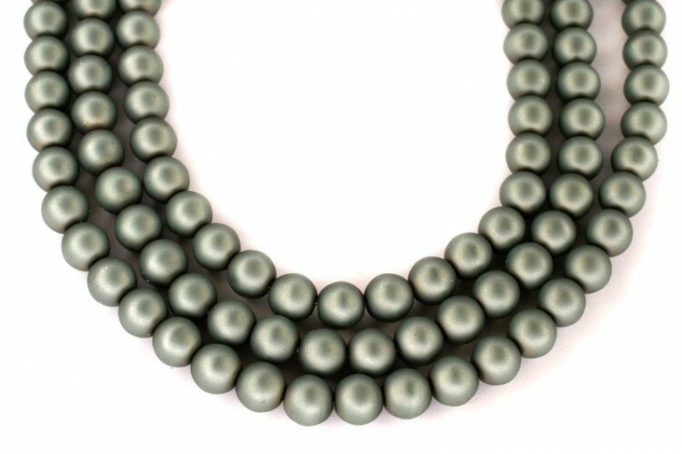 Жемчуг Preciosa, цвет 70558 матовый серо-зелёный, 6мм, 10шт
