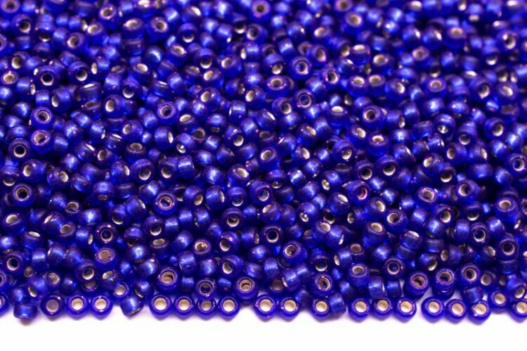 Бисер японский MIYUKI круглый 15/0 #1656 кобальт полуматовый, серебряная линия внутри, 10 грамм