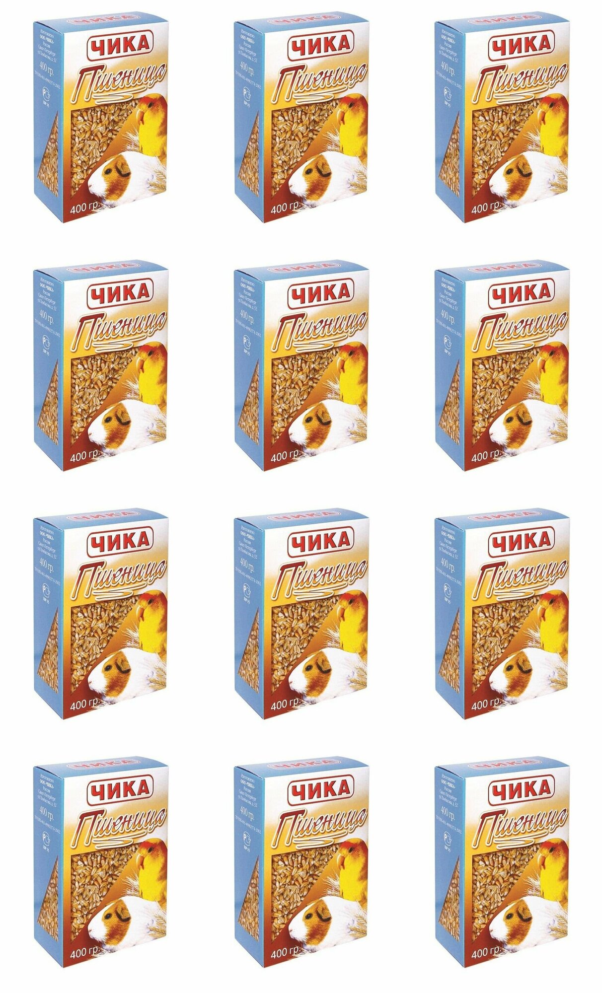 Корм Чика "Пшеница", для грызунов, для взрослых, 400 гр, 12 штук