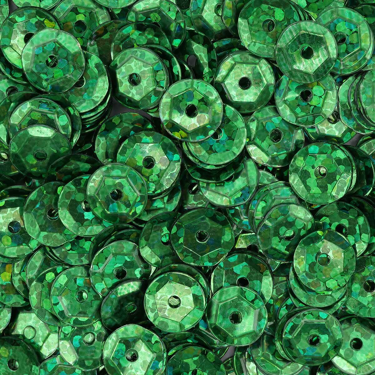 Пайетки для рукоделия пришивные граненые, 6 мм, 10 г*10 упак, Astra&Craft (50104 зелёный голограмма)