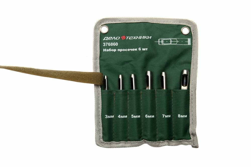 Набор просечек Дело Техники 376860, 6 предметов, сталь 60CrV, твердость 52-58 HRC, фосфатированные