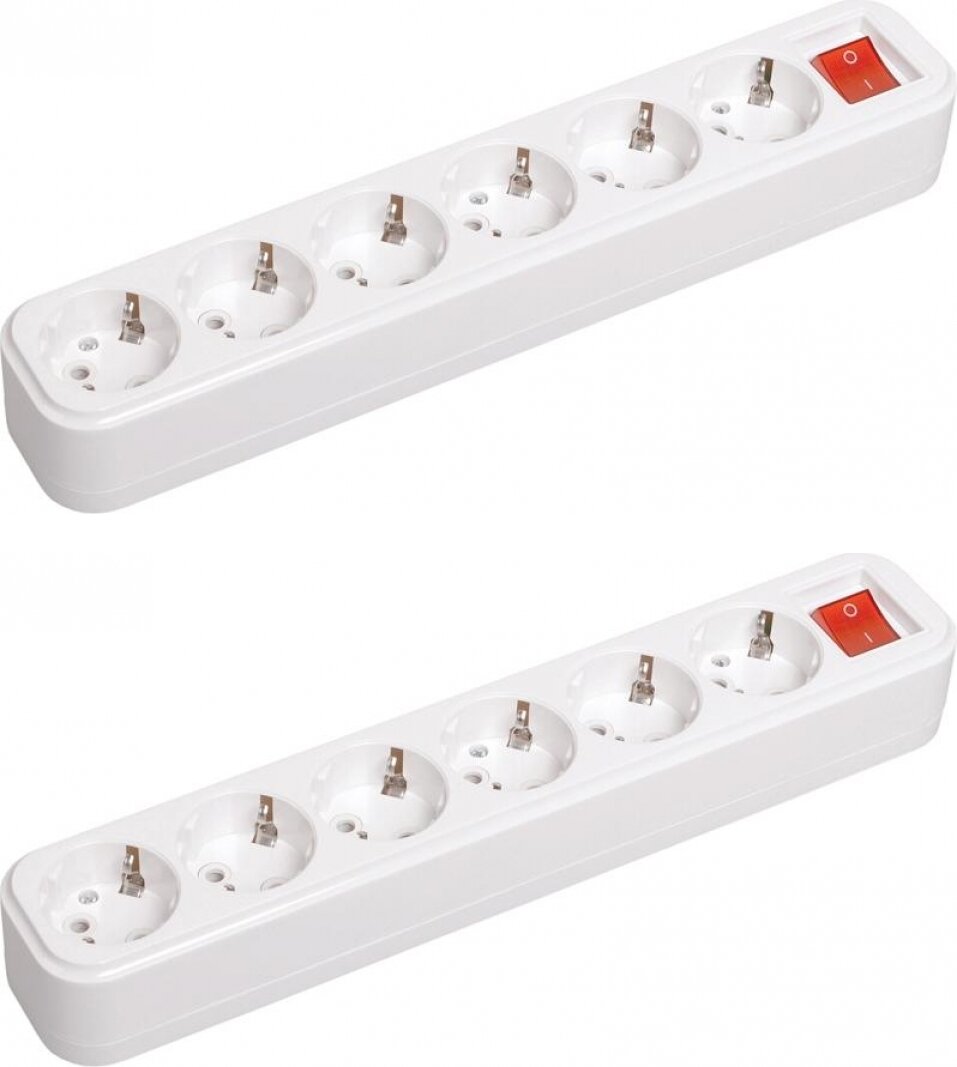 Колодка IEK Classic К06В шестиместная с заземлением IP20 белая (комплект из 2 шт.)