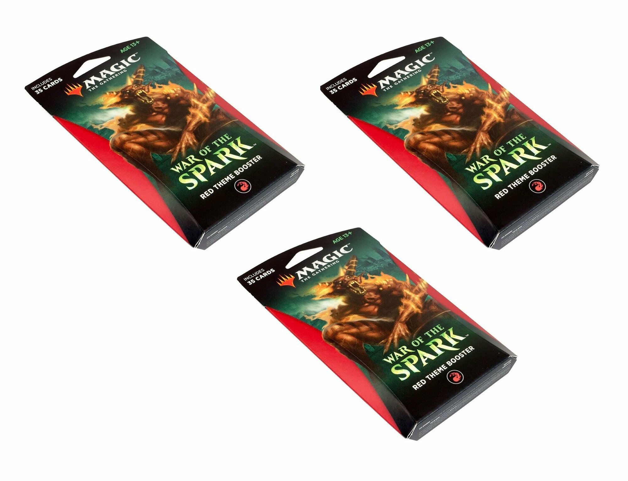 Magic The Gathering: 3 тематических Красных бустера MTG издания War of the Spark на английском