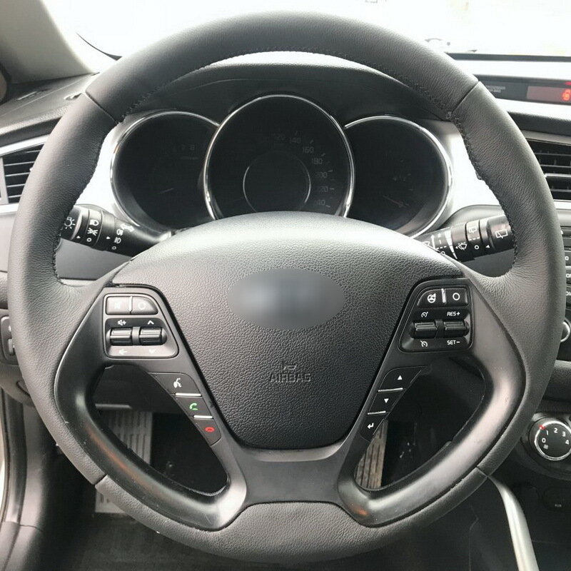 Накладка из натуральной кожи "Кожа рулит" на руль Kia Ceed II (2012-2018), черная, для замены штатной накладки