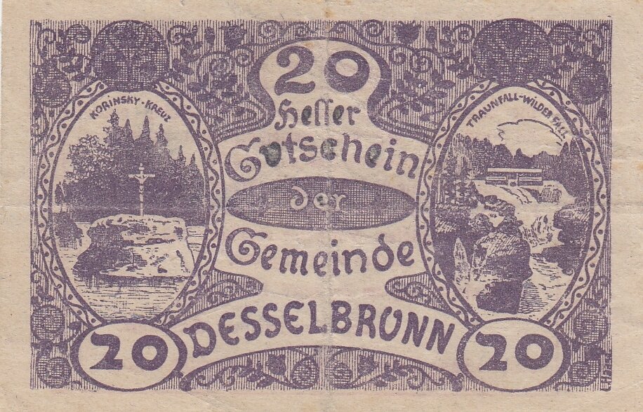 Австрия, Дессельбрун 20 геллеров 1920 г. (2)