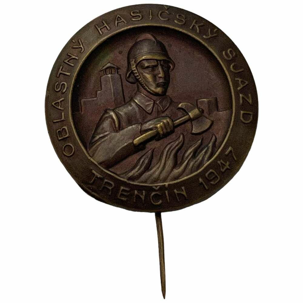 Знак "Региональный съезд пожарных команд в Тренчине" Чехословакия 1947 г.