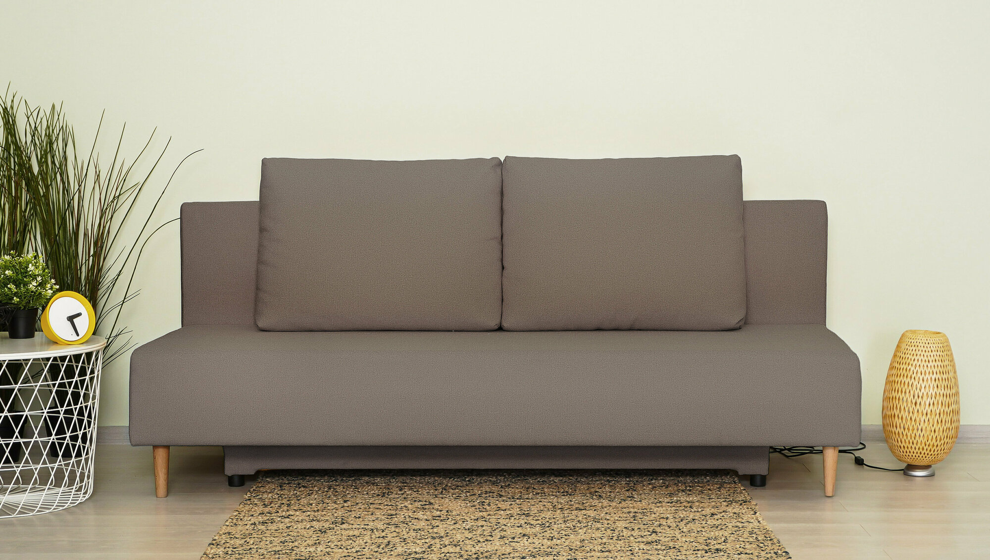 Диван-кровать Боден, диван прямой, раскладной Еврокнижка 193x88 Рогожка бежевый Bjork Latte