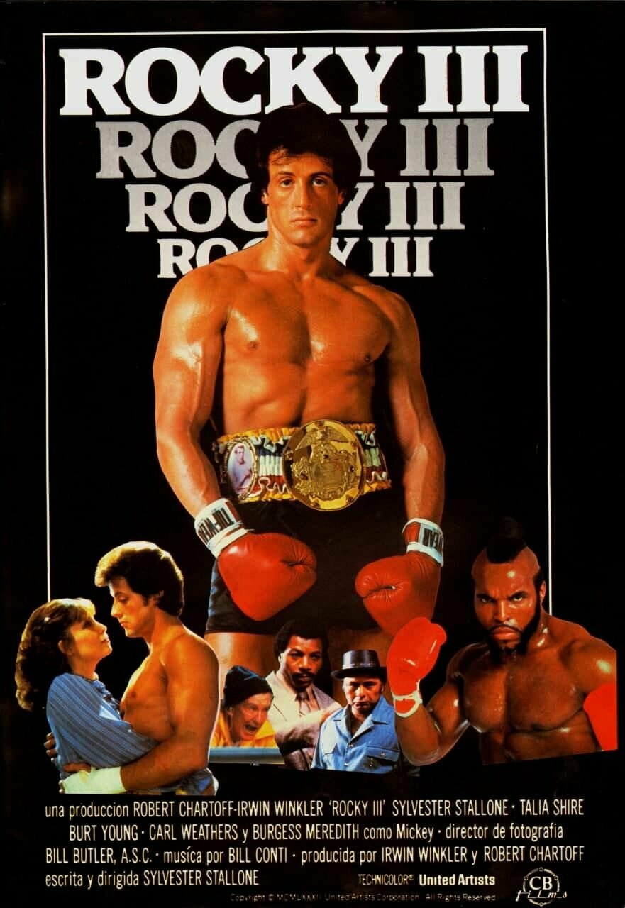 Плакат, постер Рокки 3 (Rocky III, 1982г) на бумаге, размер 21х30см