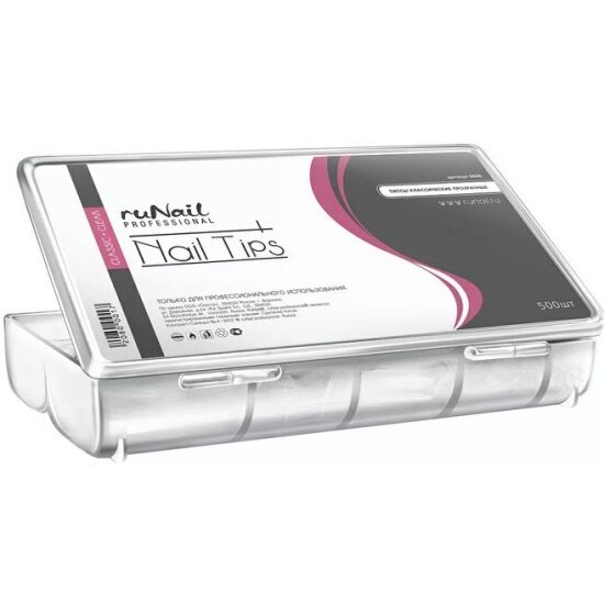 Типсы для наращивания ногтей Runail Professional классические, прозрачные, 500 шт