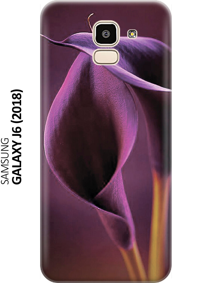 Силиконовый чехол на Samsung Galaxy J6 (2018) / Самсунг Джей 6 (2018) с принтом "Сиреневые каллы"