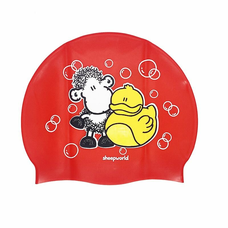 Шапочка для плавания силиконовая детская Fashy Sheepworld, красная