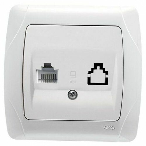 Розетка СУ телефонная RJ11 белая в сборе VIKO CARMEN 90561013