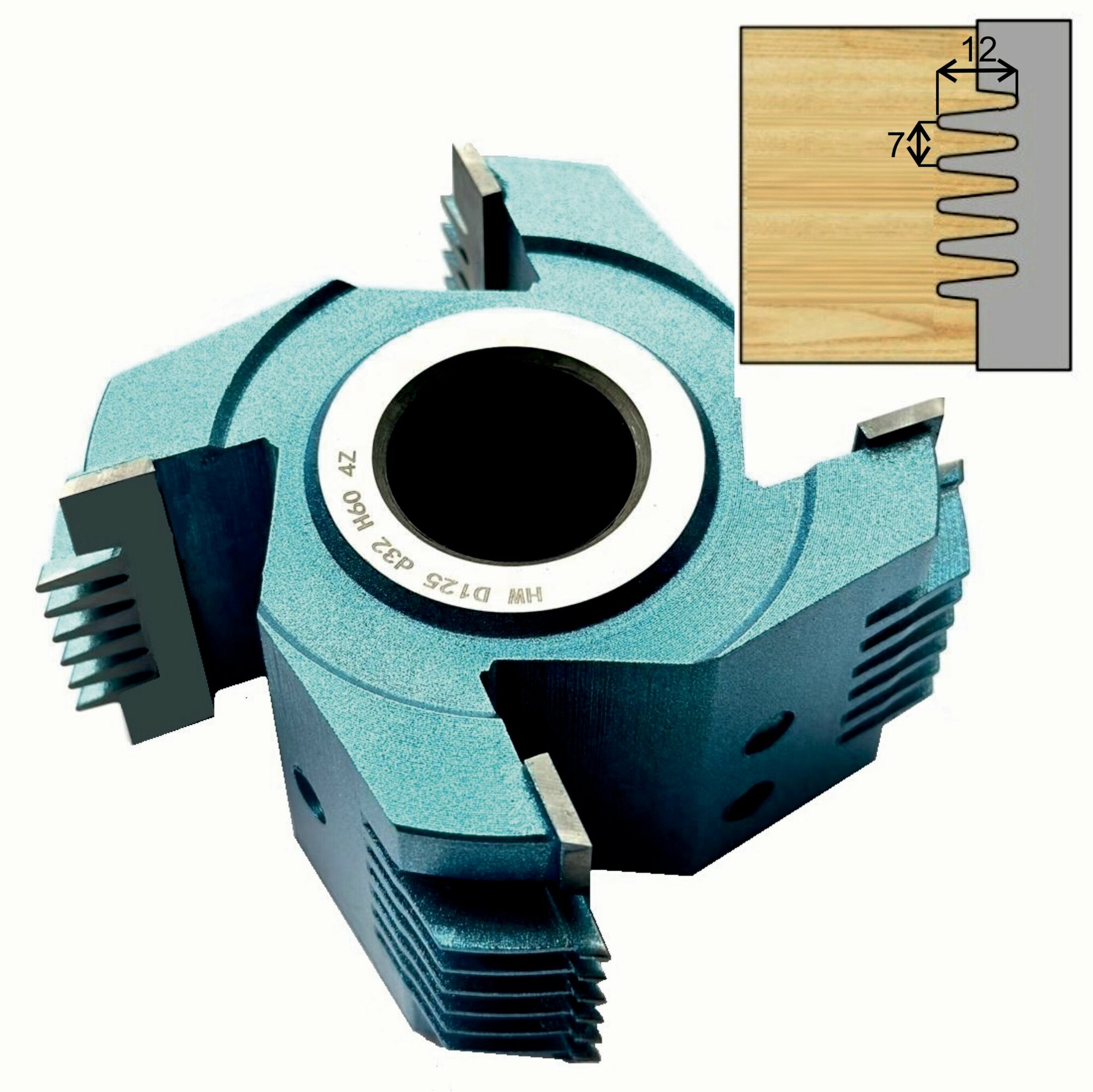 Фреза для сращивания D125 H60 Z4 d32 (Шип-Паз сфера)