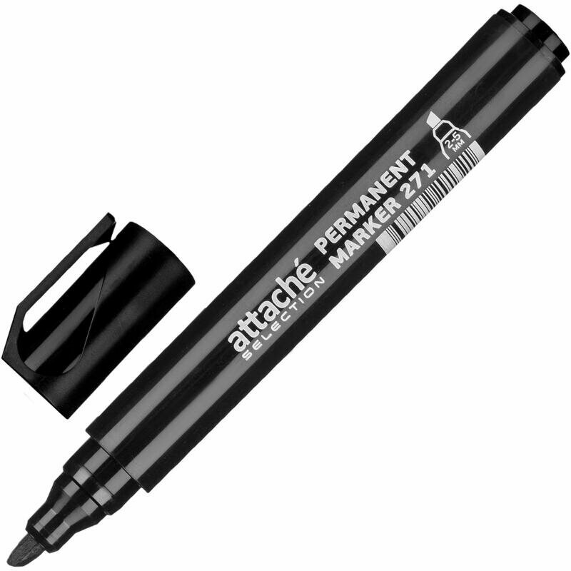 Маркер Attache Selection Перманентный, 271, черный, 1-3 мм, скошенный наконечник
