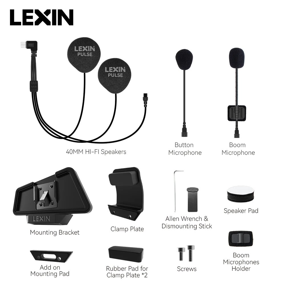 Гарнитура LEXIN-MeshCom intercom 40 мм с креплением для шлема с функцией Headset n Clip