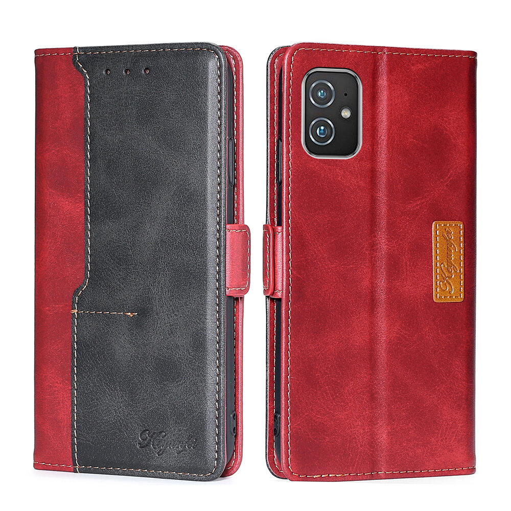 Чехол-книжка MyPads для Asus Zenfone 8 ZS590KS / Асус Зенфон 8 ZS590KS (Черный + красный)