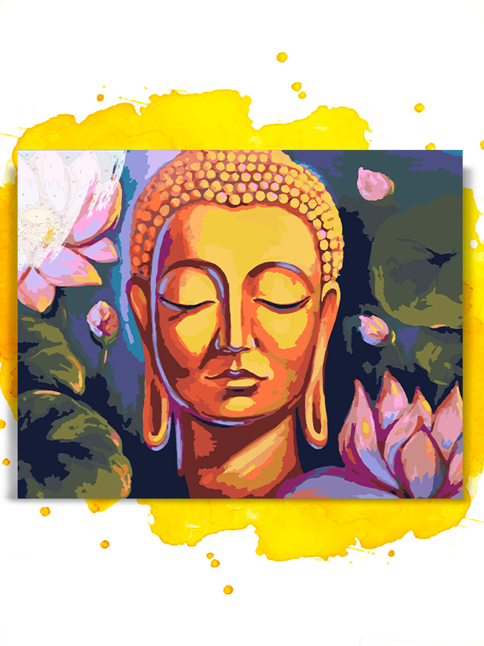 Картина по номерам на холсте Будда и Лотосы, 30 х 40 см