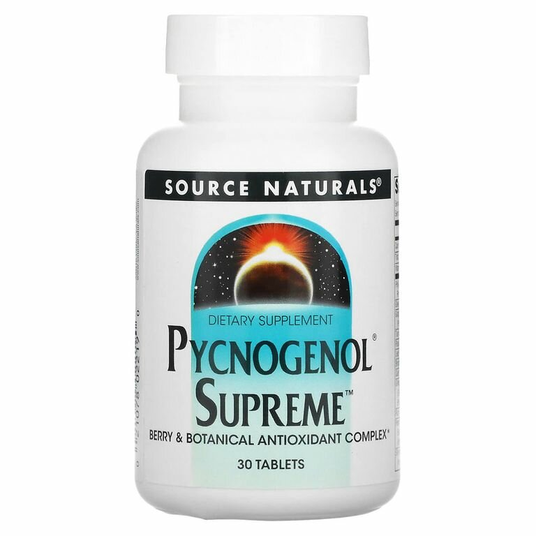 Source Naturals, Pycnogenol, Пикногенол Supreme, антиоксидантный комлекс, 30 таблеток