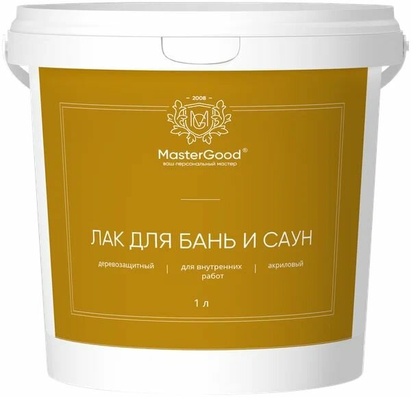 MasterGood Лак для бань и саун акриловый, прозрачный (1 л)