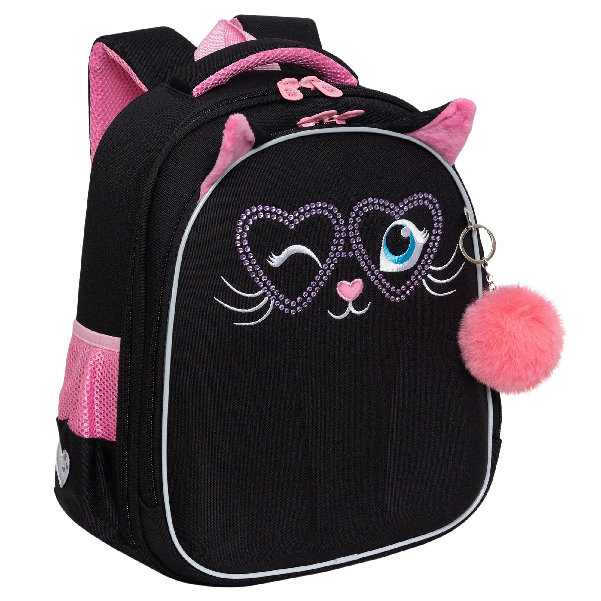 Школьный ранец рюкзак GRIZZLY RAz-486-12 черный, 28х36х20