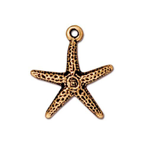 Подвеска, 21х18мм, TierraCast, морская звезда, базовый материал - оловянный сплав, позолоченная с чернением, 1 шт.