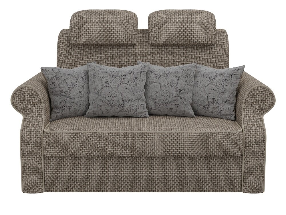 Прямой диван Соло Коричневый 2 Рогожка, аккордеон, 155х100х90 см, с ящиком для белья