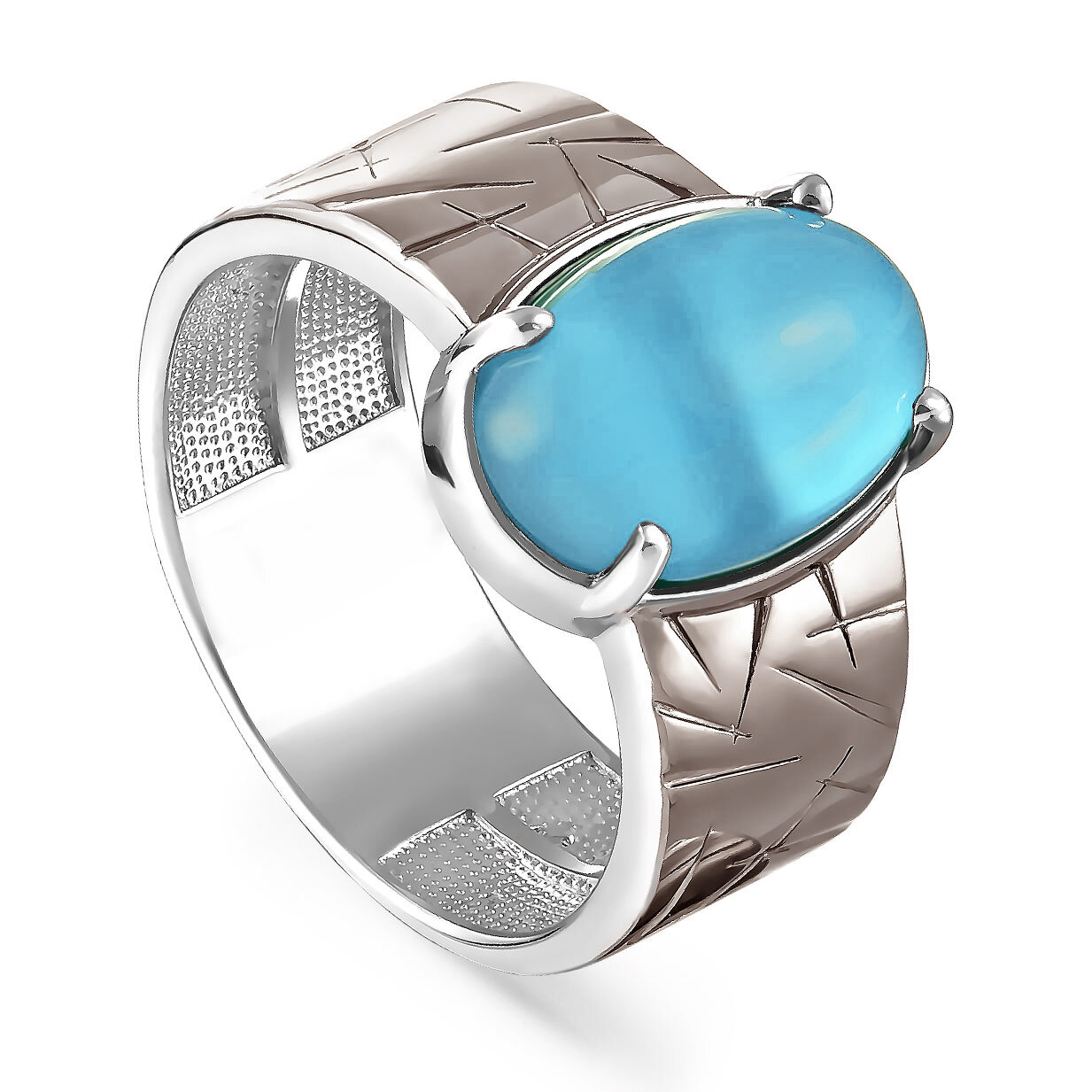 Кольцо тонкое, серебро, 925 проба, халцедон