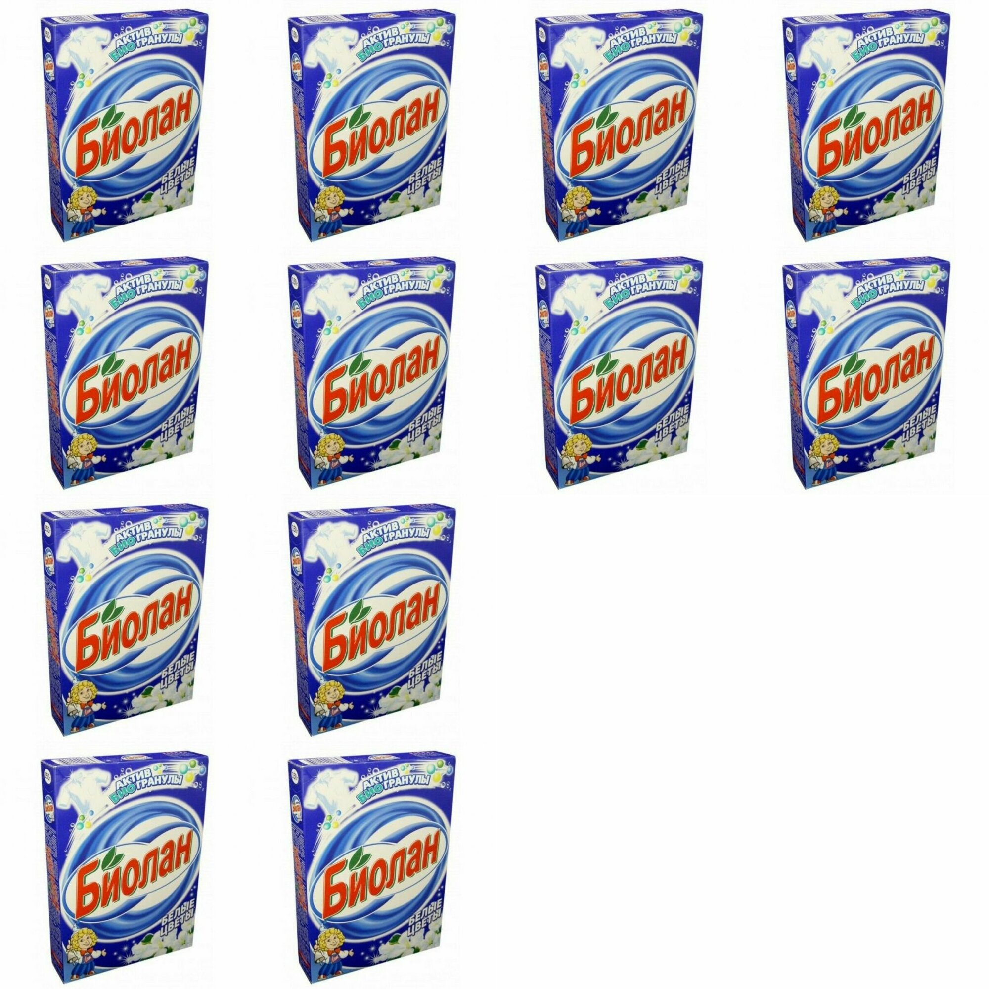 Биолан Стиральный порошок Белые цветы, 350 г, 12 уп