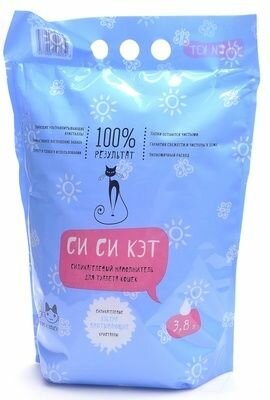 Си Си Кэт - Силикагелевый наполнитель, 100% результат, 3,8л (пакет) - 1,6 кг (Упаковка 8шт)