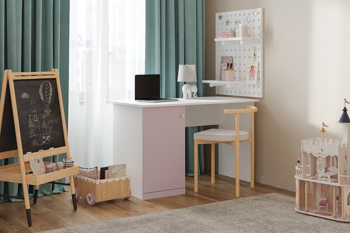 Письменный стол МебельЛэнд24 Банни - 3 МДФ Розовый Лайт 120x60x75