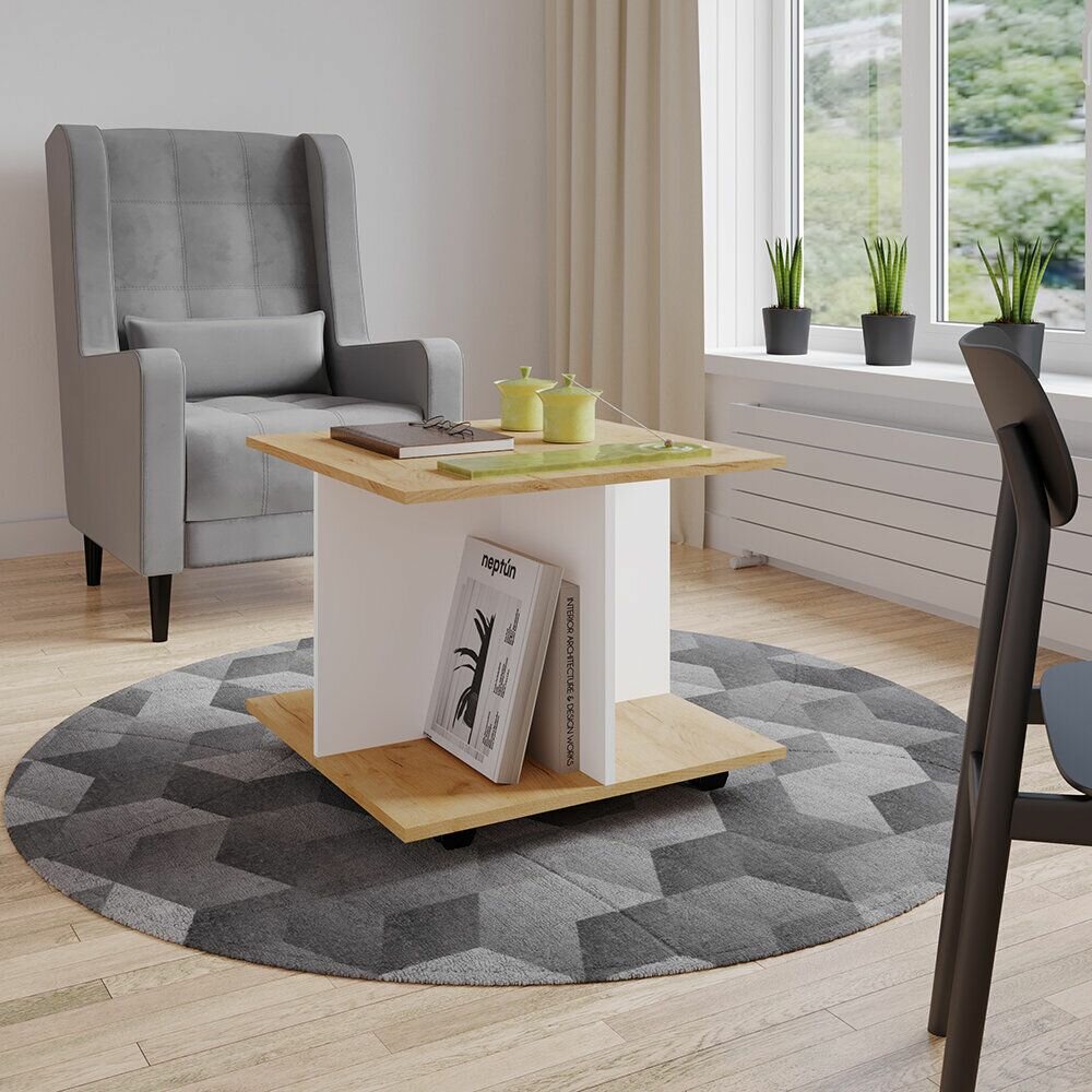 ARNIKA Журнальный стол Консул-10, белый / дуб крафт золотой