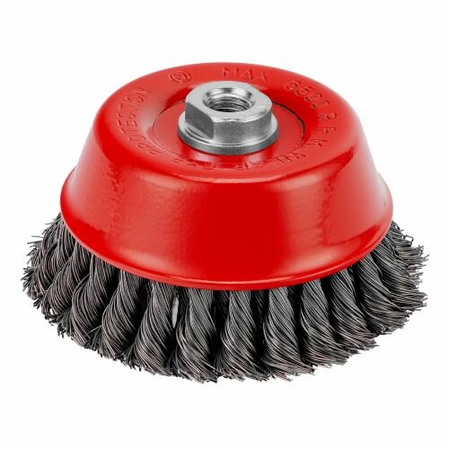 Matrix Щетка для УШМ, 125 мм, М14, "чашка", двухрядная, крученая проволока 0.5 мм, , 74683