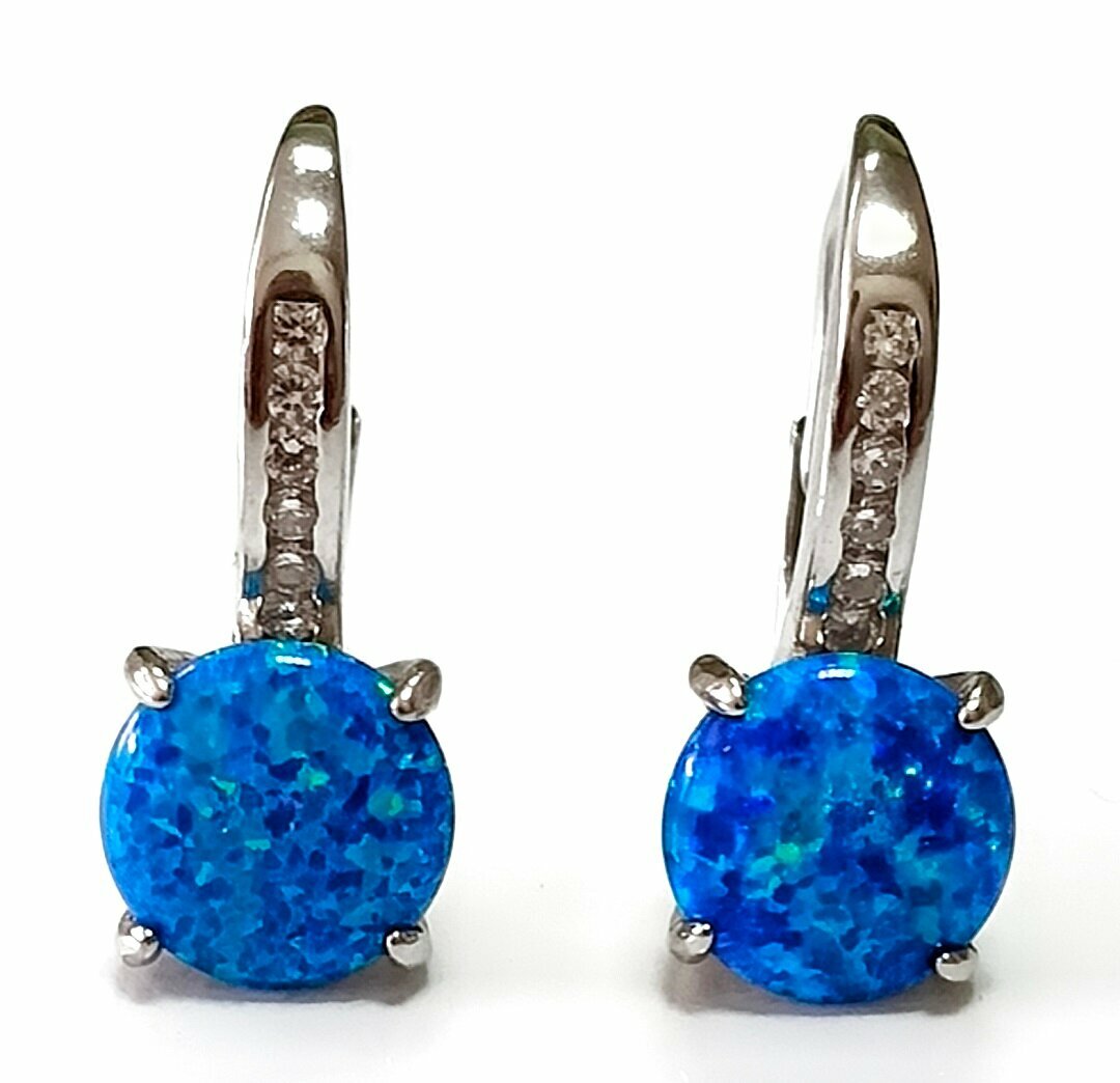 Серьги, серебро, 925 проба, родирование, опал синтетический