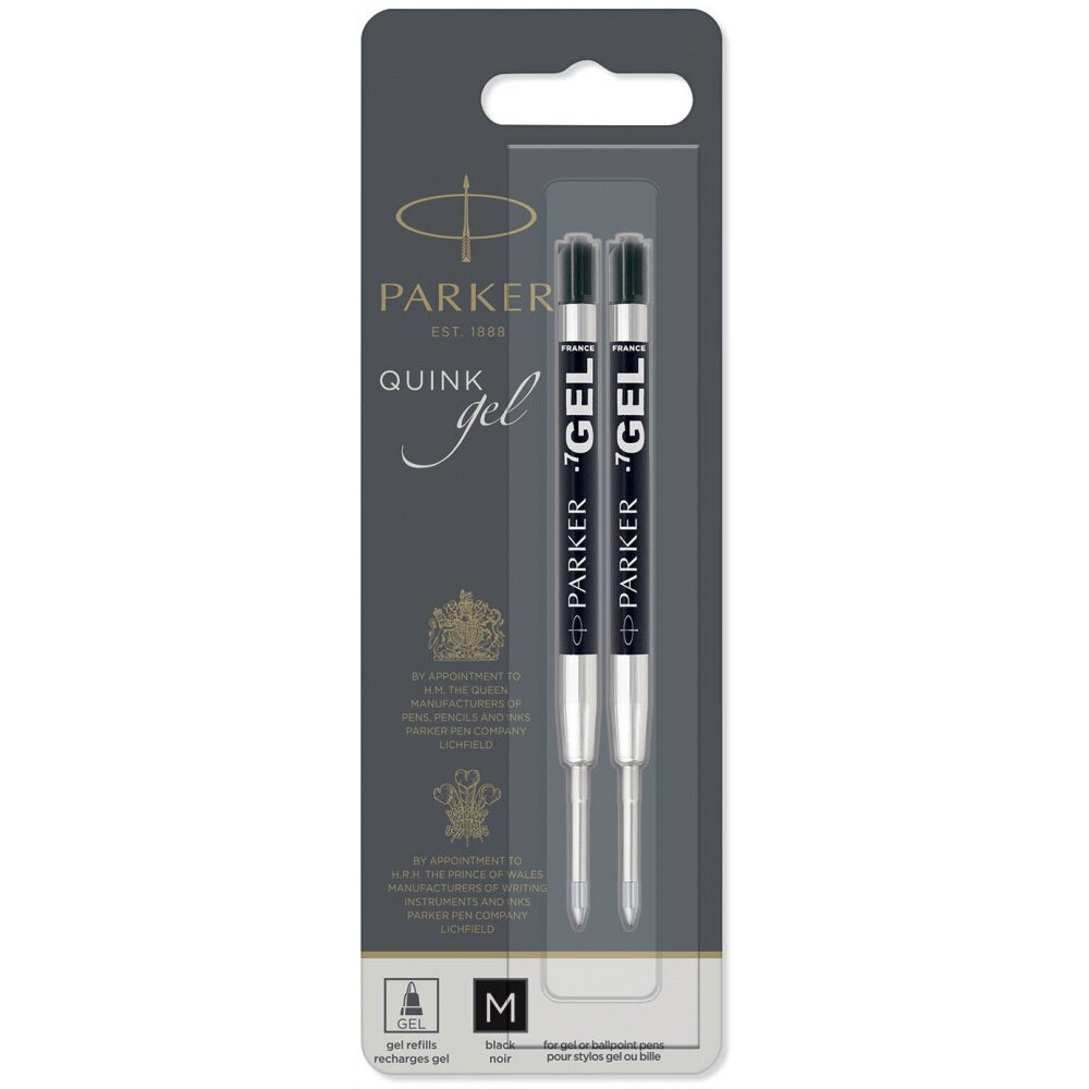 Parker 1950362 Черный гелевый стержень parker quink gel pen refill z05, 2 шт. в блистере (m)