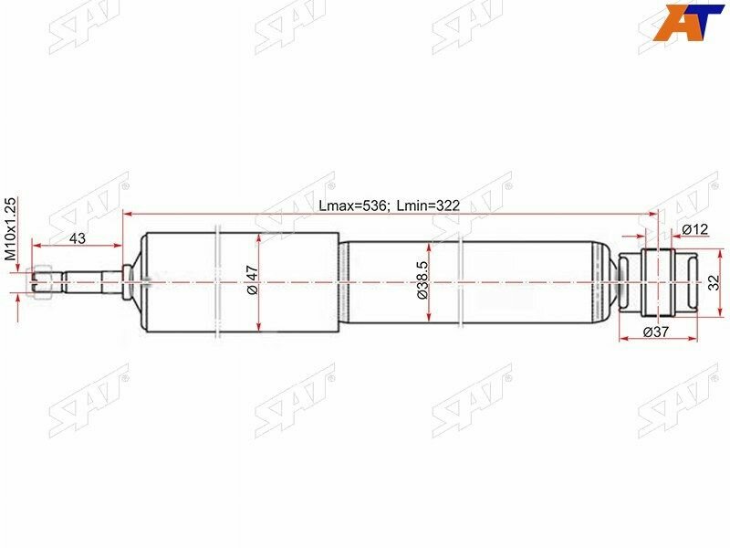 . SAT Амортизатор задний для TOYOTA LITE/TOWN/MASTERACE 85-96 LH RH