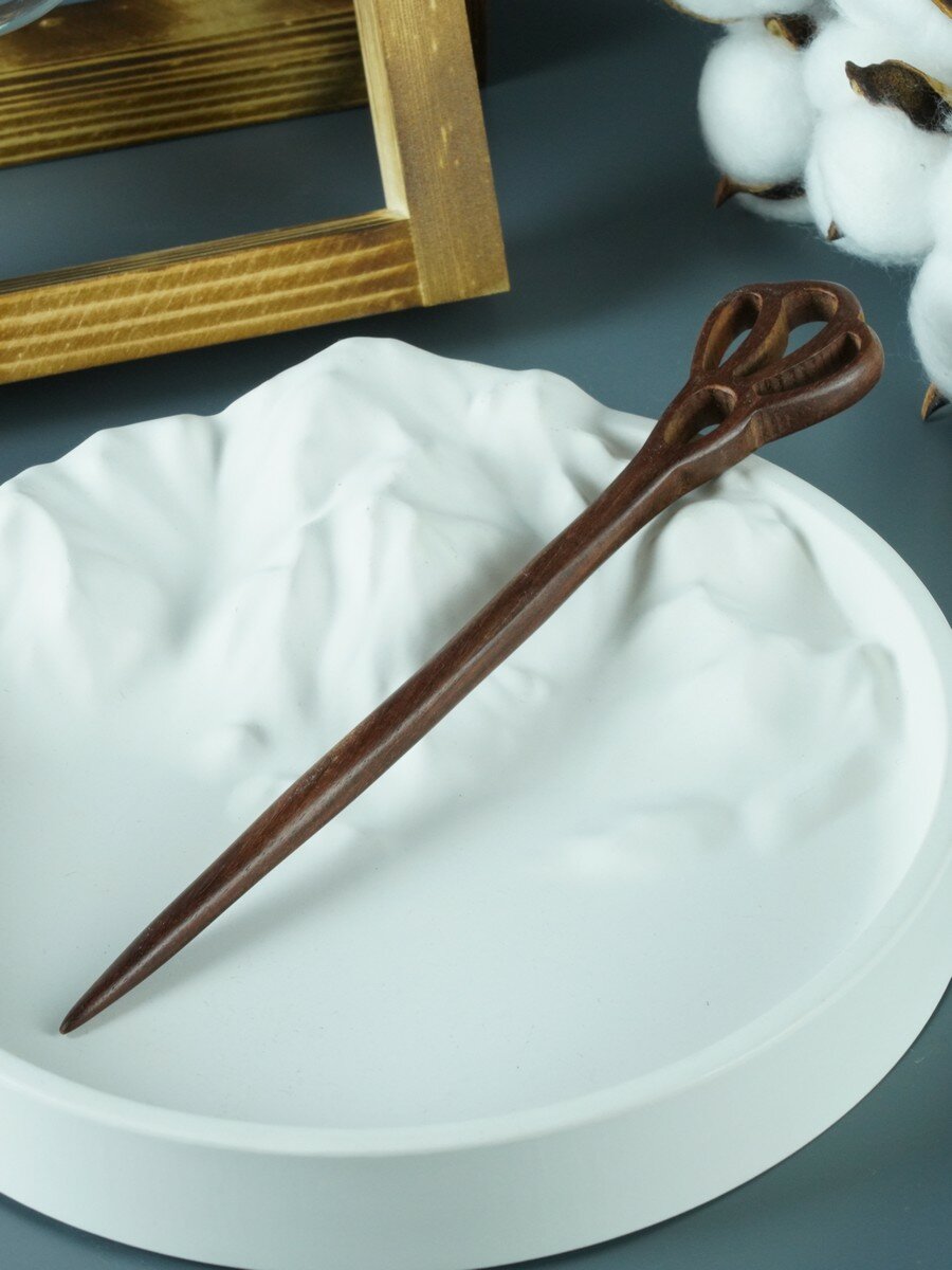 Китайская палочка, шпилька для волос. Из дерева, сандаловая 17 см.